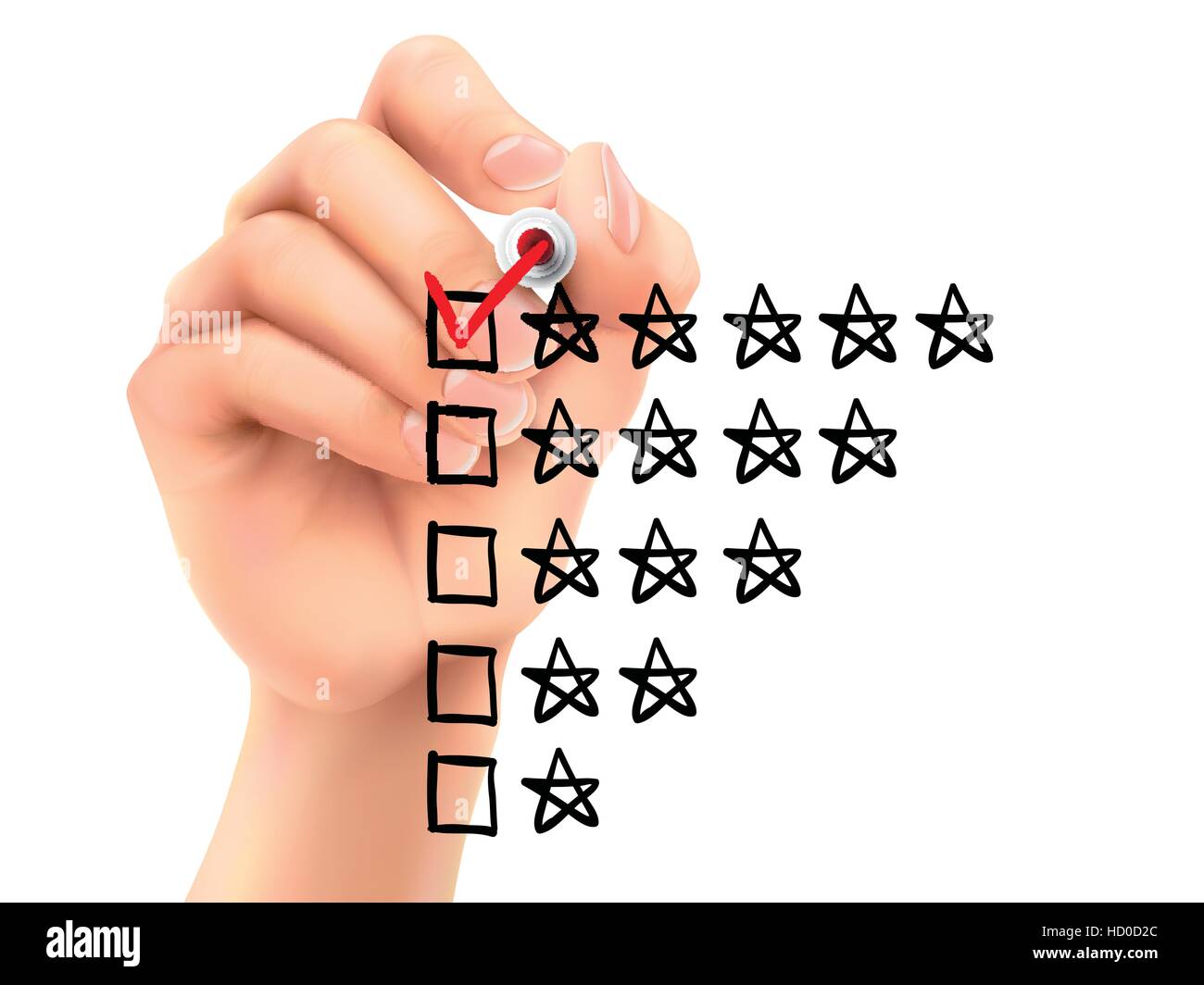 voting five stars by hand on a transparent board Stock Vector Image ...