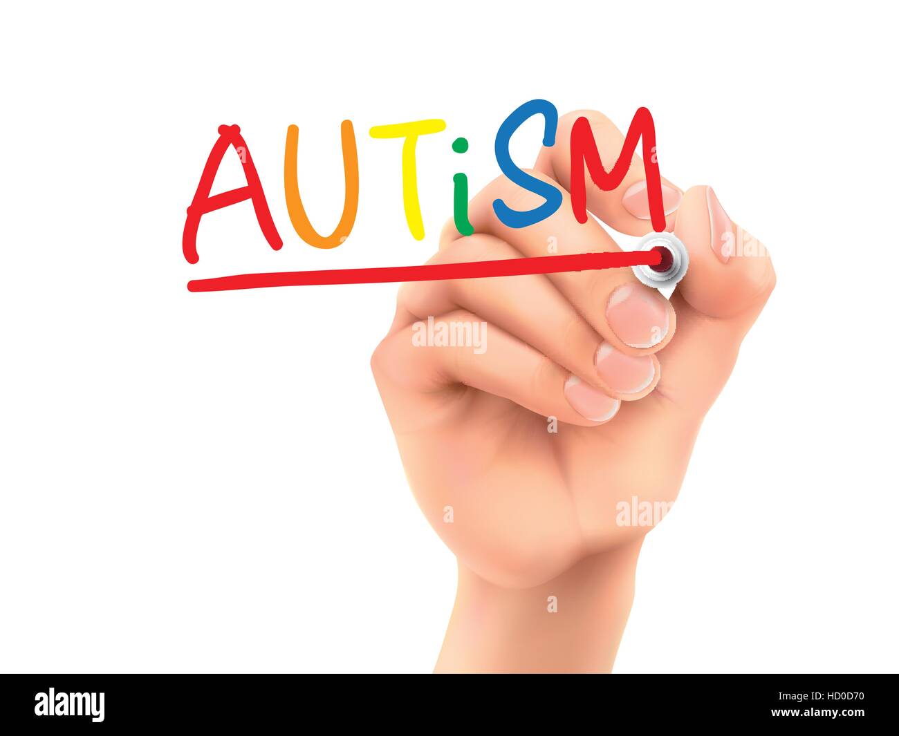 autism word written by hand on a transparent board Stock Vector Image ...