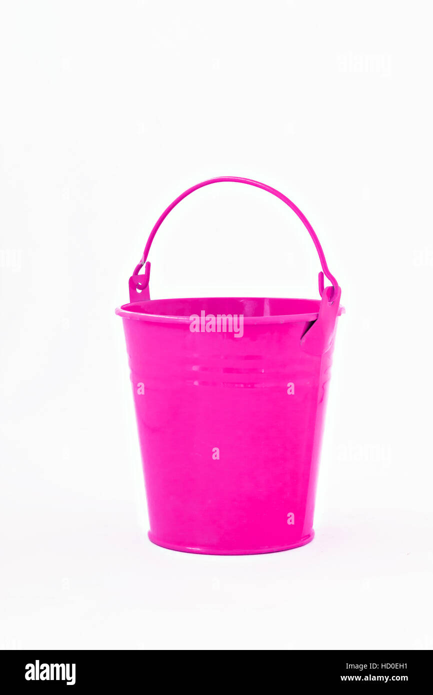pink metal bucket decorative isolated on white background Stock Photo ...