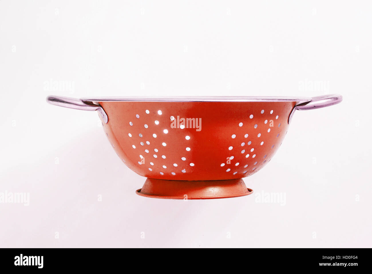 Old metal colander sieve isolated on white background Stock Photo - Alamy