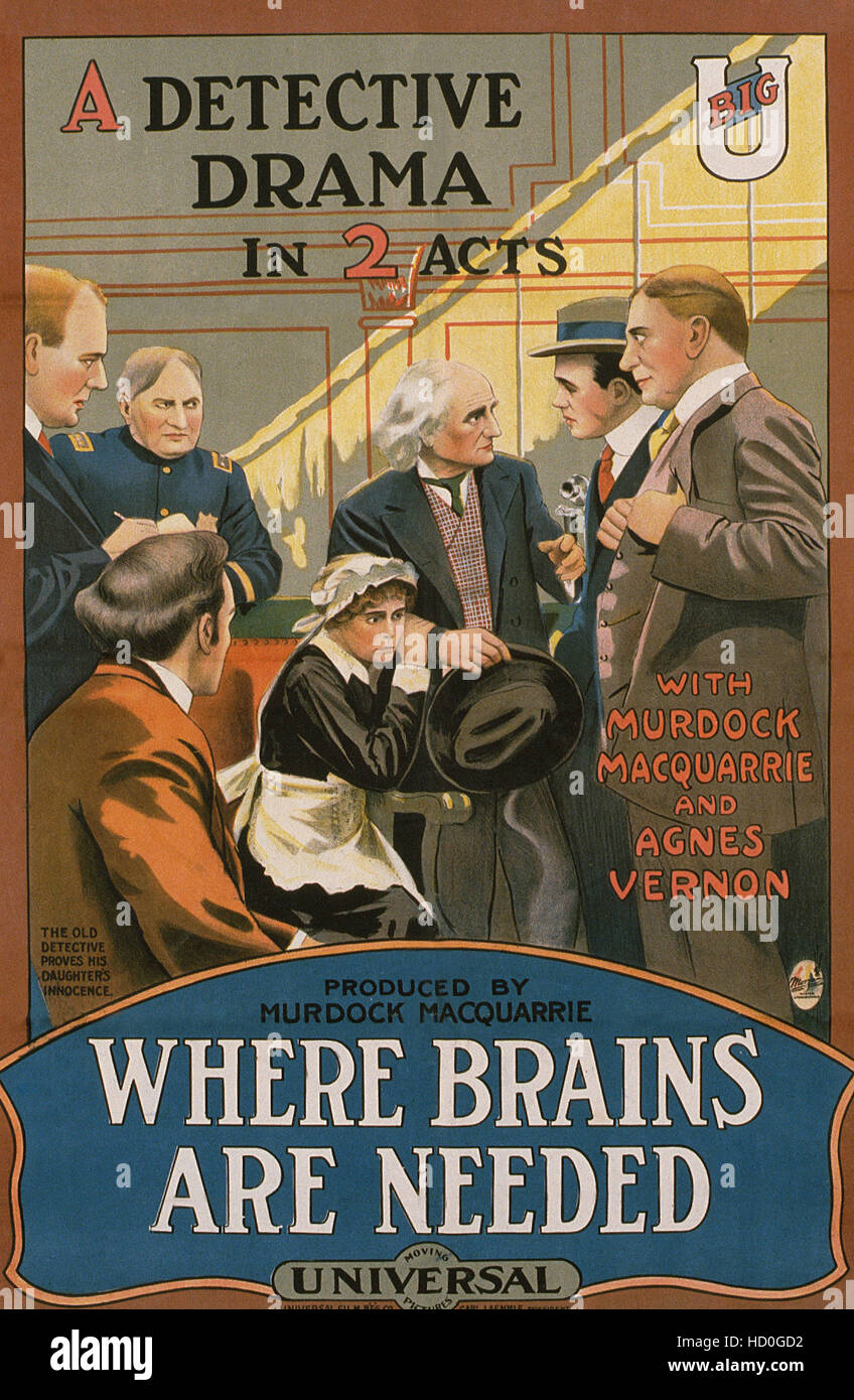 WHERE BRAINS ARE NEEDED, US poster, Agnes Vernon (maid), Murdock ...