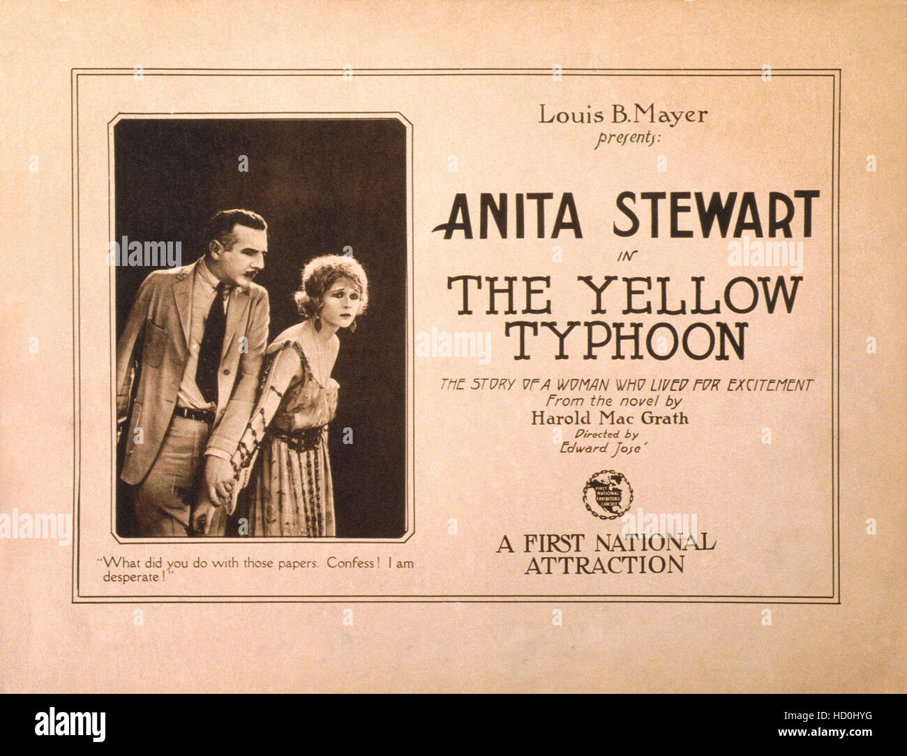 THE YELLOW TYPHOON, US lobbycard, from left: Ward Crane, Anita Stewart ...