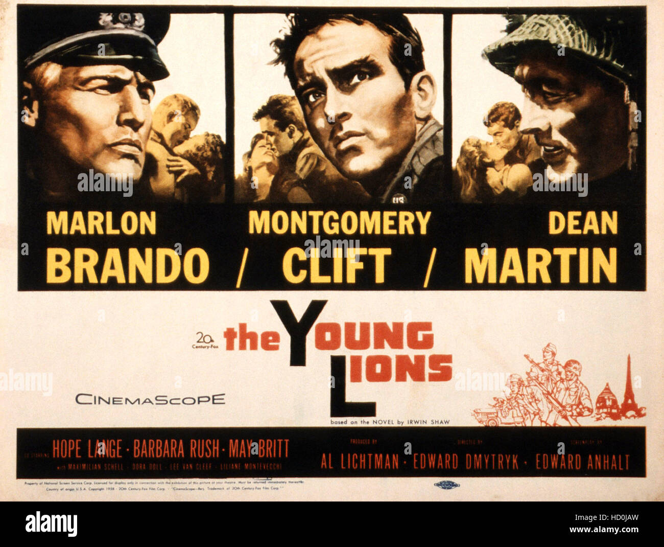 THE YOUNG LIONS, Marlon Brando, Montgomery Clift, Dean Martin, 1958, (c ...