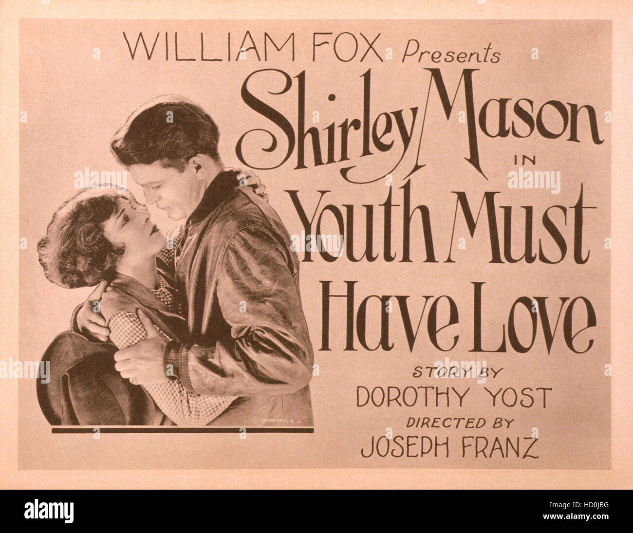YOUTH MUST HAVE LOVE, US lobbycard, from left: Shirley Mason, Wallace ...