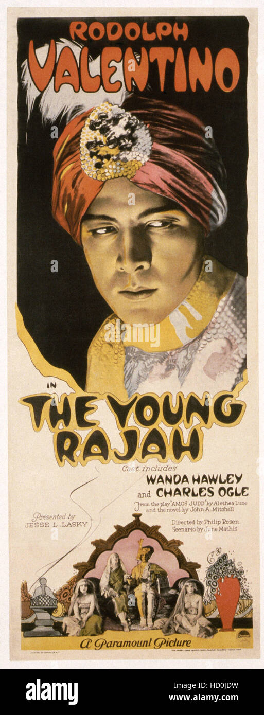 THE YOUNG RAJAH, US poster, Rudolph Valentino, 1922 Stock Photo - Alamy