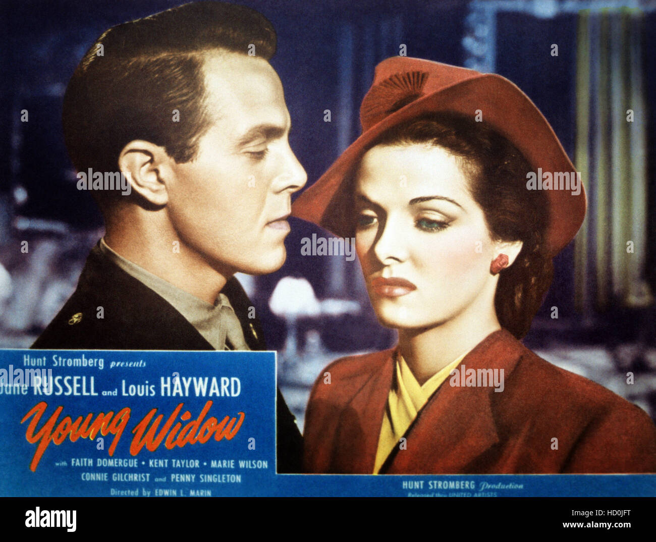 YOUNG WIDOW, from left: Louis Hayward, Jane Russell, 1946 Stock Photo ...