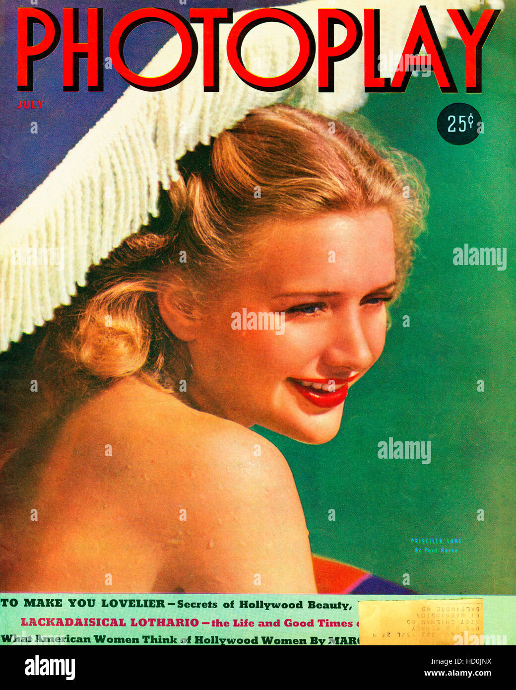 Priscilla Lane, Photoplay magazine cover, July 1939 Stock Photo - Alamy