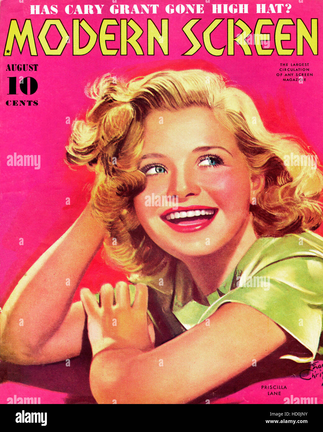 Priscilla Lane, Modern Screen magazine cover, August 1939 Stock Photo ...
