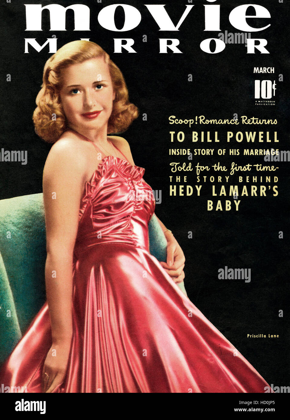 Priscilla Lane, Movie Mirror magazine cover, March 1940 Stock Photo - Alamy