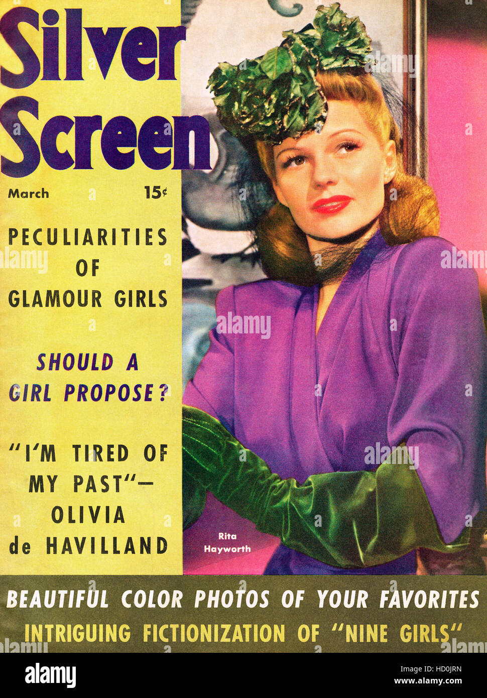 Rita Hayworth, Silver Screen magazine cover, March 1944 Stock Photo - Alamy