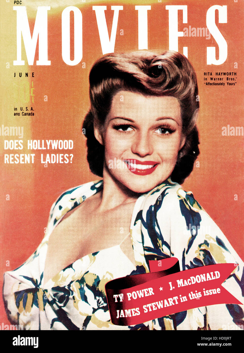 Rita Hayworth, Movies magazine cover, June 1941 Stock Photo - Alamy