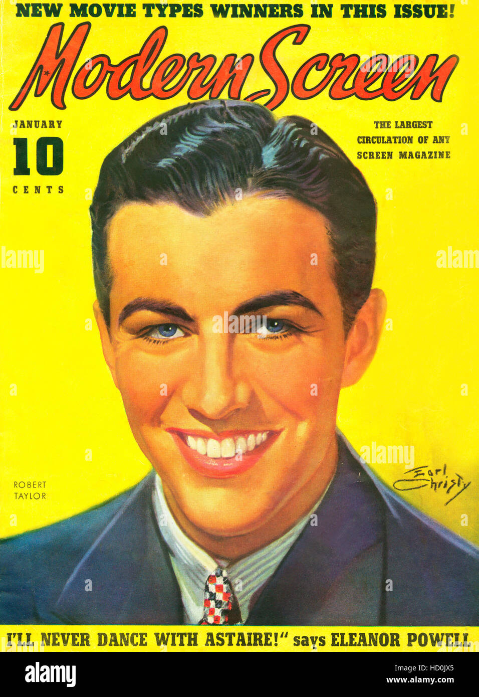 Robert Taylor, Modern Screen magazine cover, January 1937 Stock Photo ...
