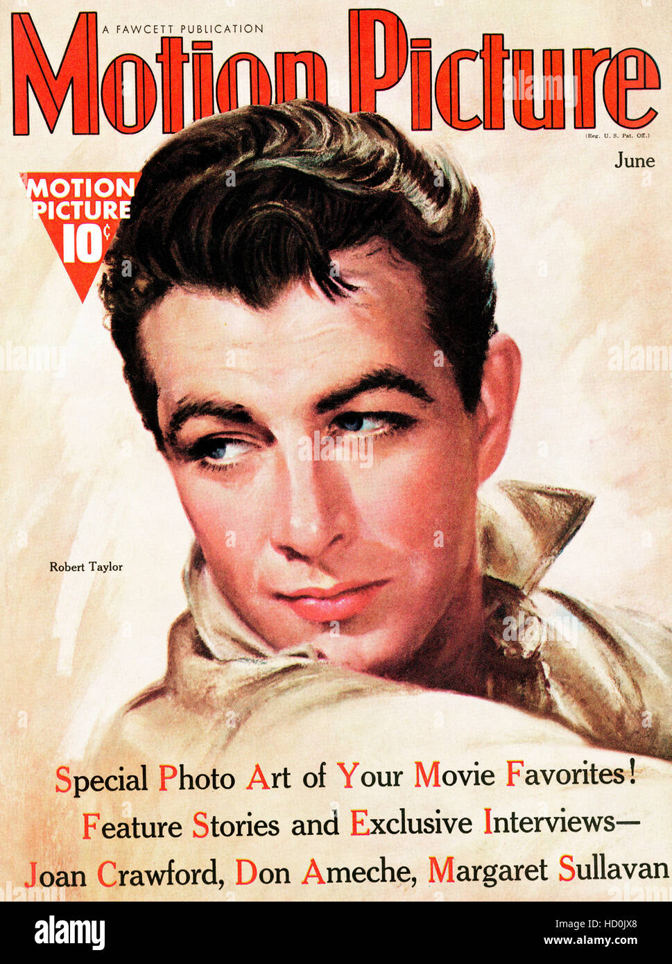 Robert Taylor, Motion Picture magazine cover, June 1938 Stock Photo - Alamy