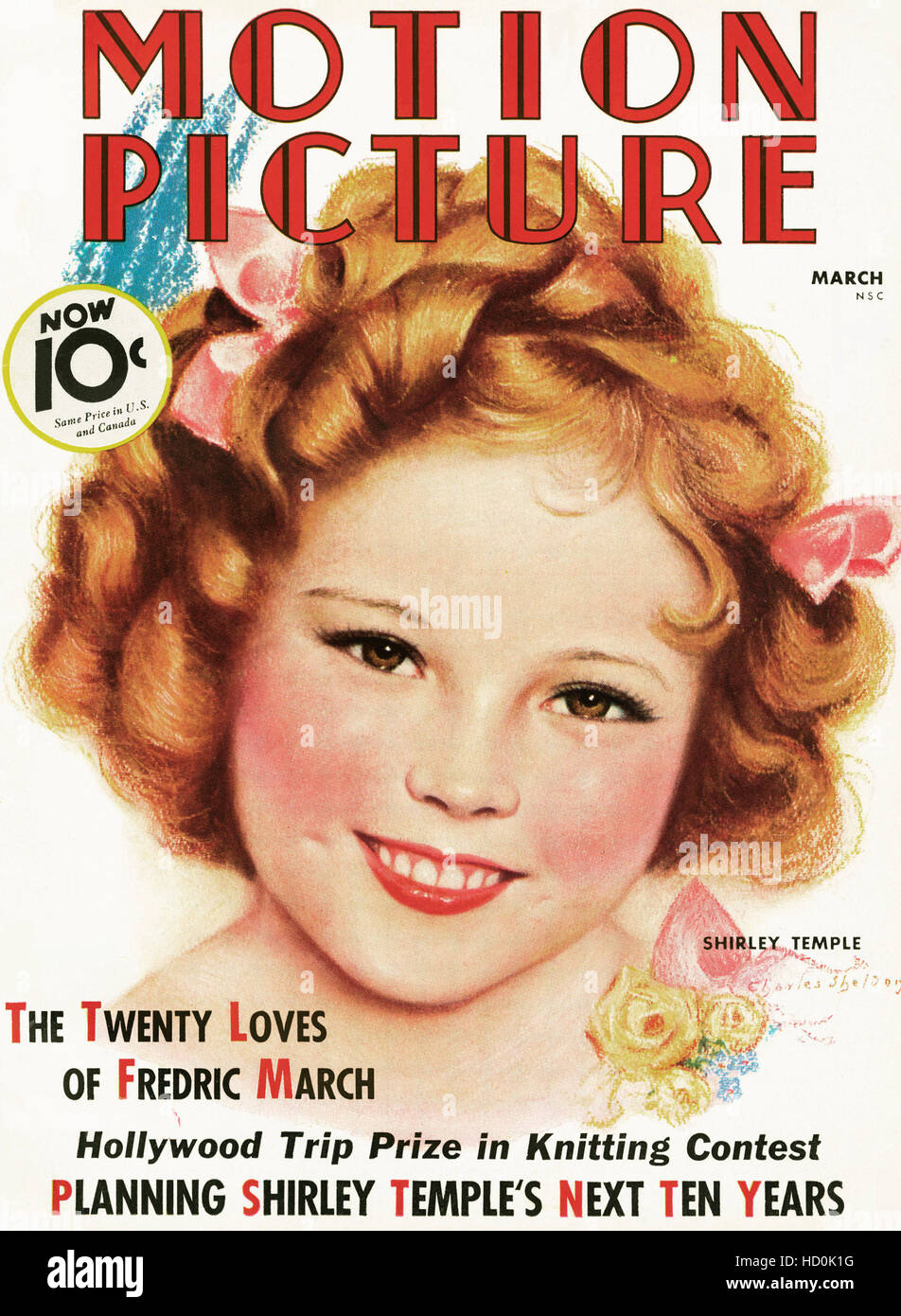 Shirley Temple, Motion Picture magazine cover, March 1936 Stock Photo ...