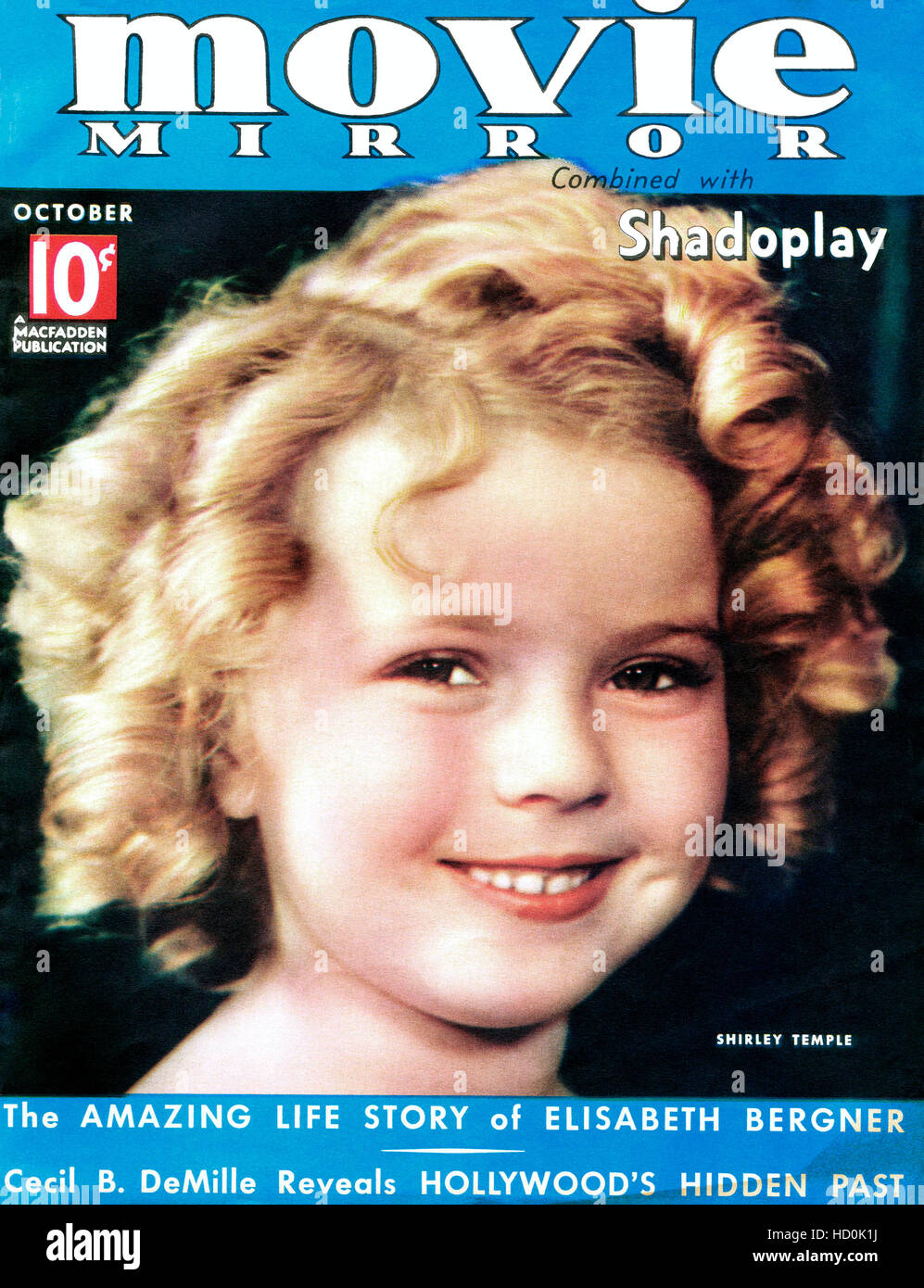 Shirley Temple, Movie Mirror magazine cover, October 1935 Stock Photo ...