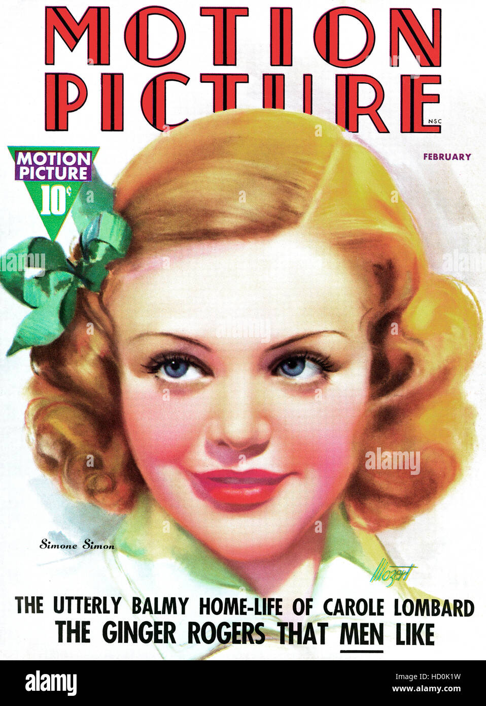 Simone Simon, Motion Picture magazine cover, February 1937 Stock Photo ...