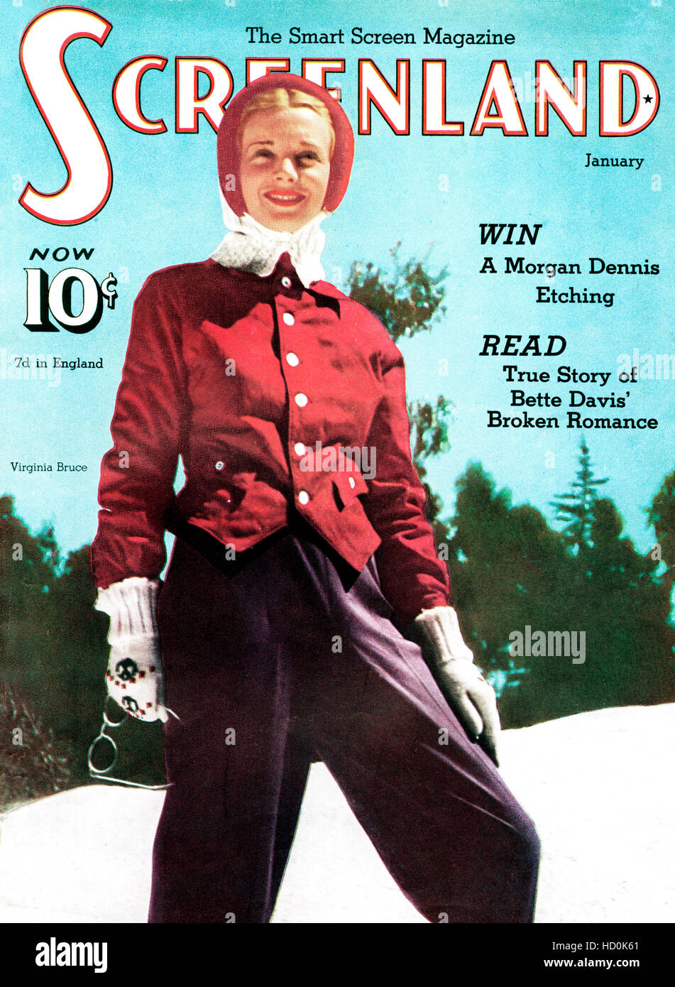 Virginia Bruce, Screenland magazine cover, January 1939 Stock Photo - Alamy