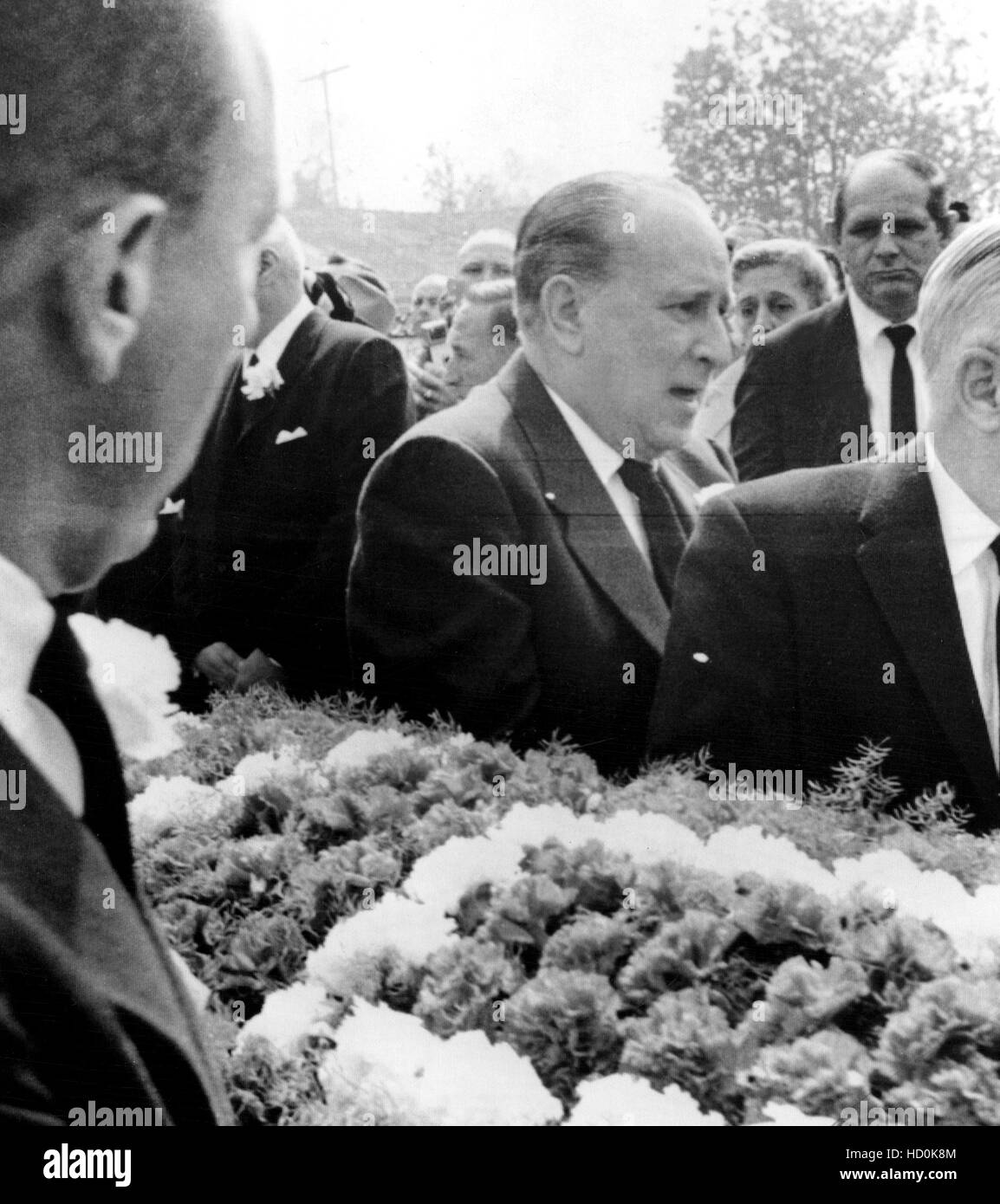 A noticeably upset BUD ABBOTT fights back the tears at the funeral of ...