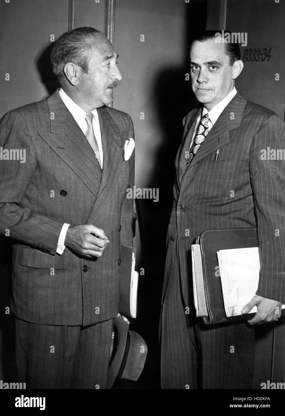 Adolphe Menjou with Investigator Robert Stripling. Menjou testified to ...