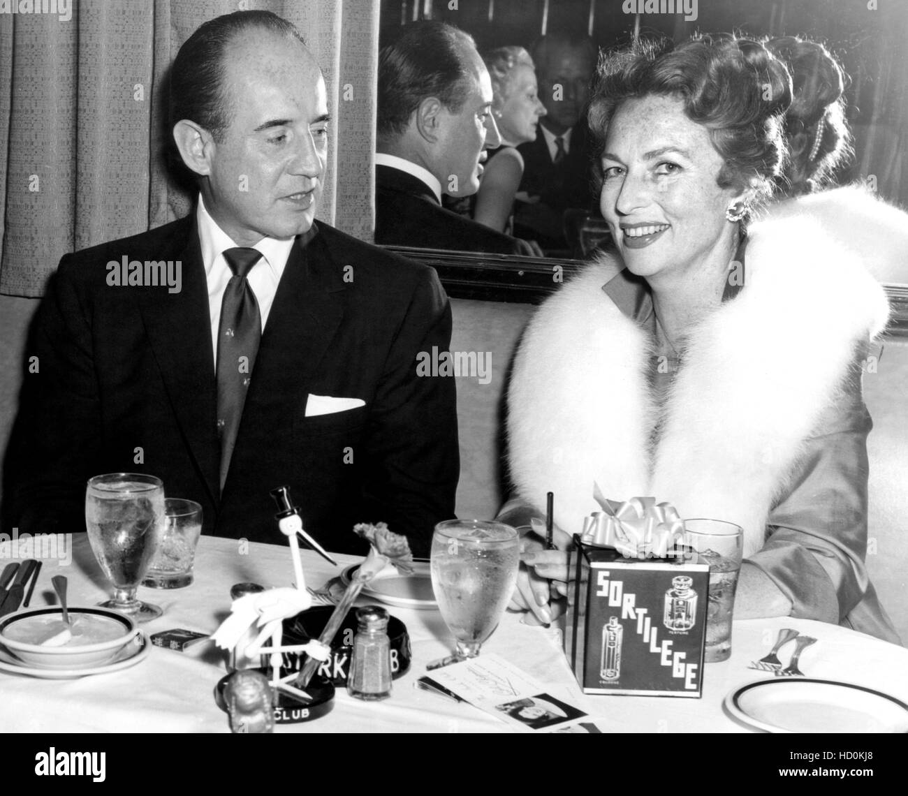 Agnes Moorehead (right) with singer Frank Parker, at the Stork Club, ca ...