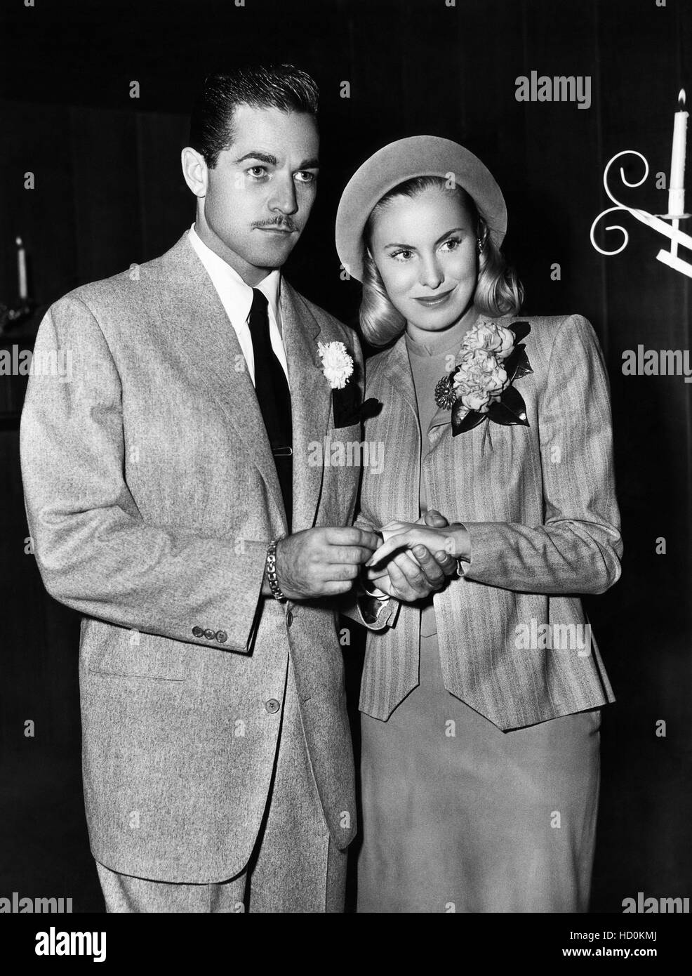 Newlyweds Alan Curtis, left, and Conover model Sandra Lucas, 1946 Stock ...