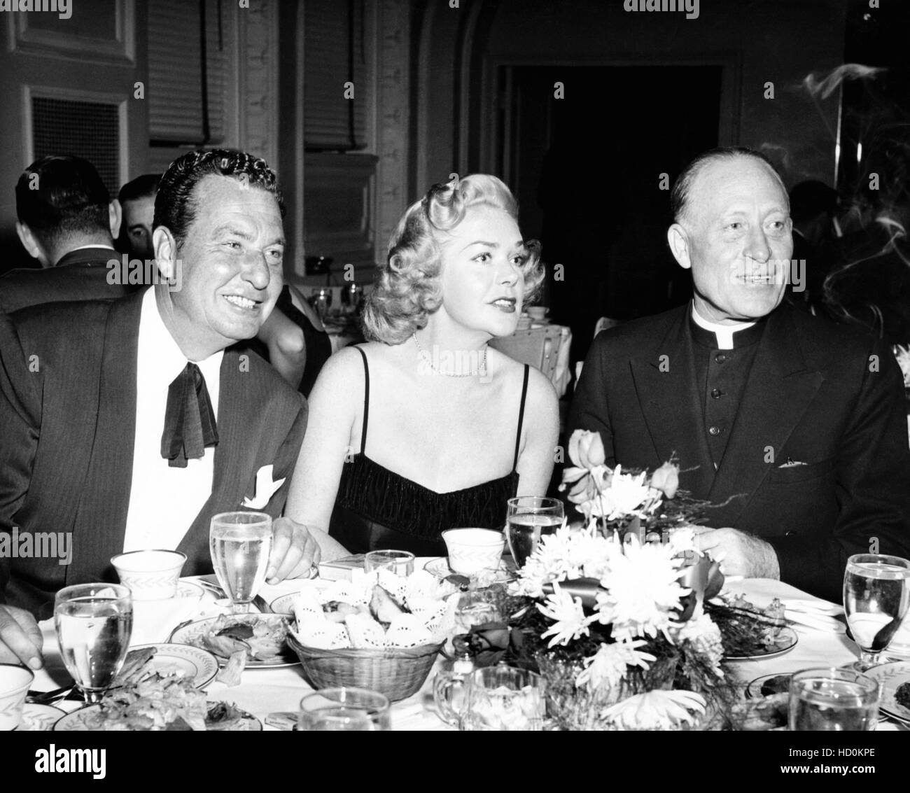 Alice Faye with husband, Phil Harris (l) and Father Wagner, ca. mid ...