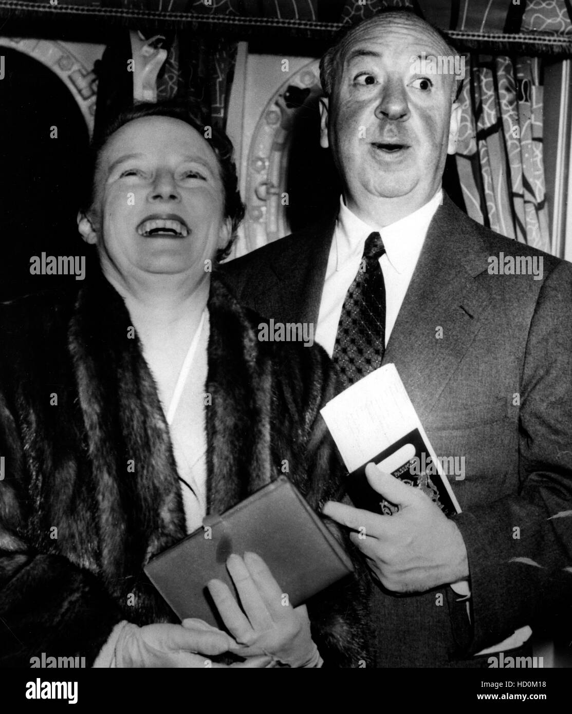 Alfred Hitchcock, with wife Alma Reville (left), arriving in ...