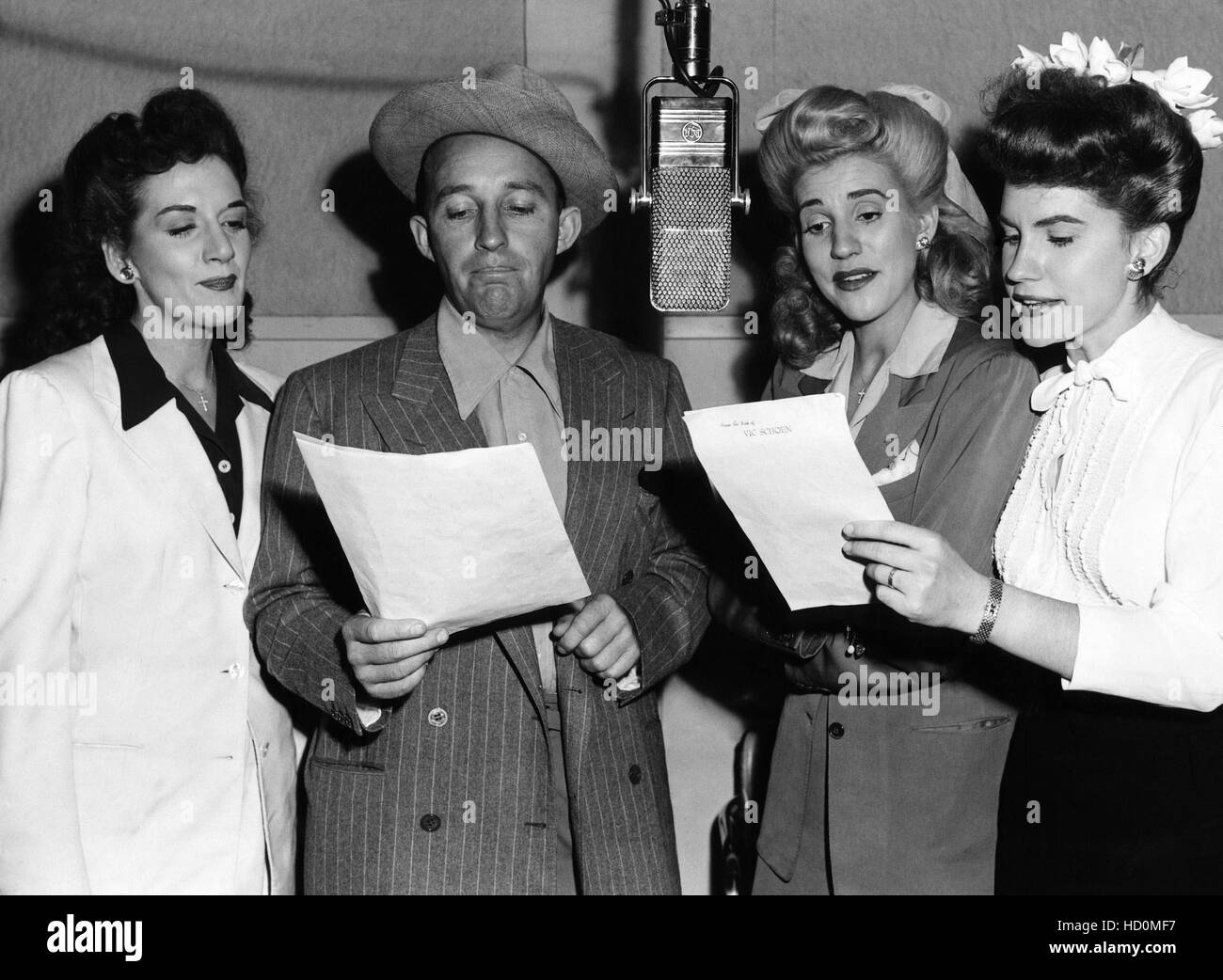 Bing Crosby, with the Andrews Sisters (from left, Laverne, Patty ...