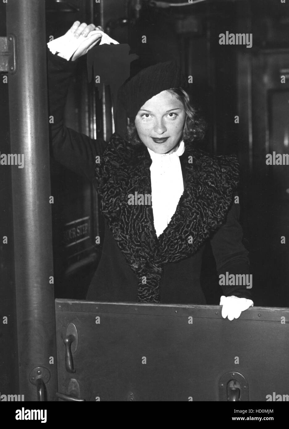 Actress Anna Sten arrives in New York via railroad, 1934 Stock Photo ...