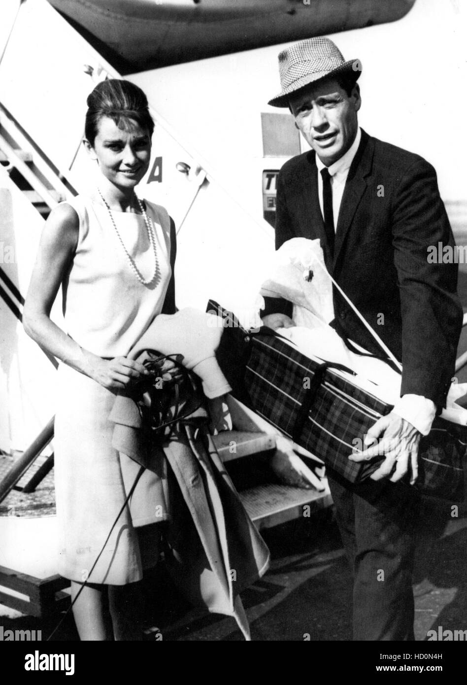 Audrey Hepburn and Mel Ferrer with newborn Sean, Idlewild Airport, NY ...