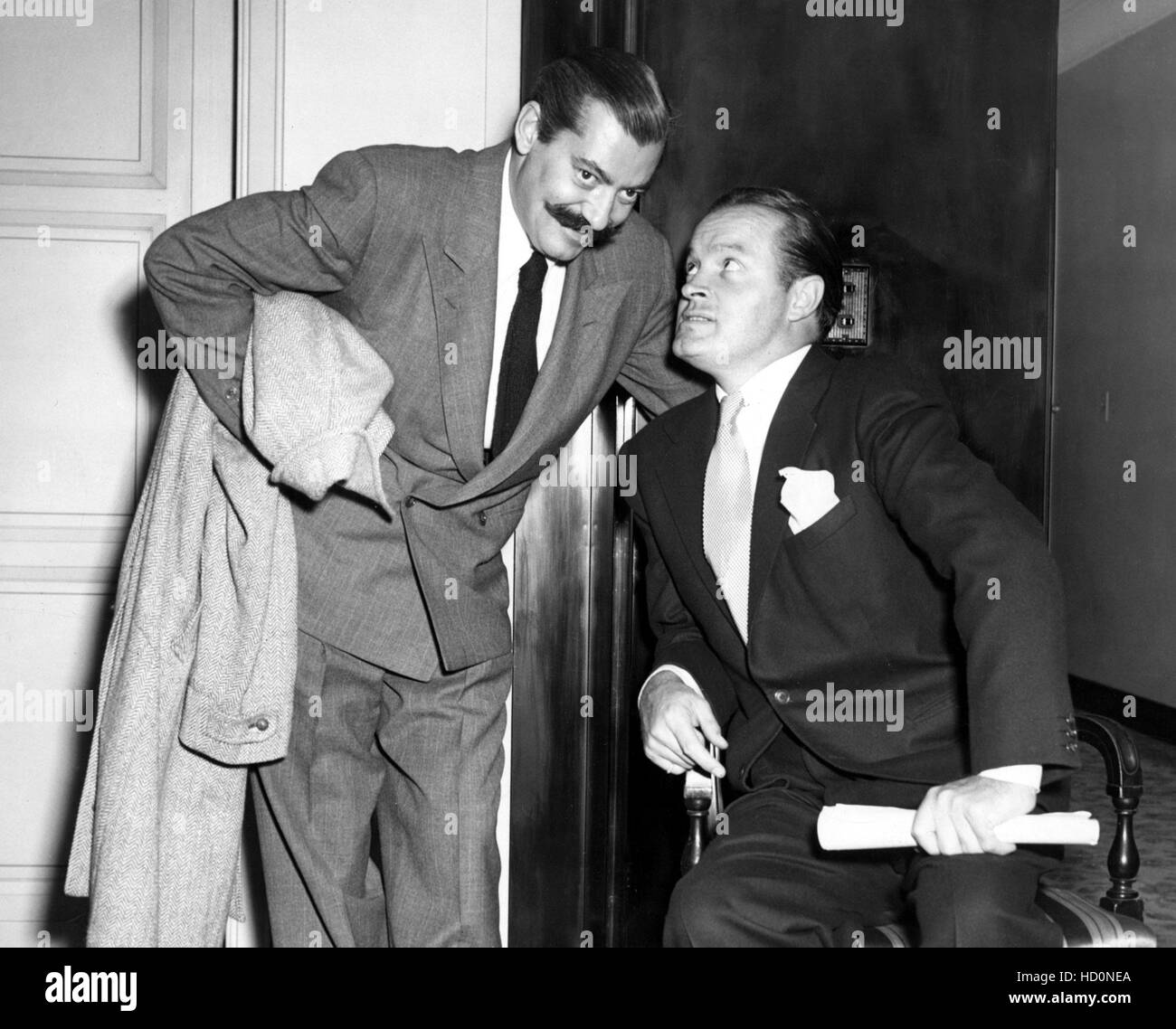 Jerry Colonna, Bob Hope at the Waldorf Astoria Hotel in New York, 1947 ...