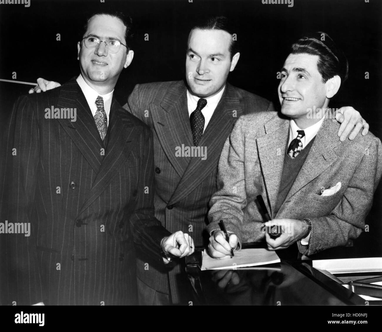 Bob Hope (ctr)with Ralph Rainger (r) Leo Robin, composer & lyricist of ...