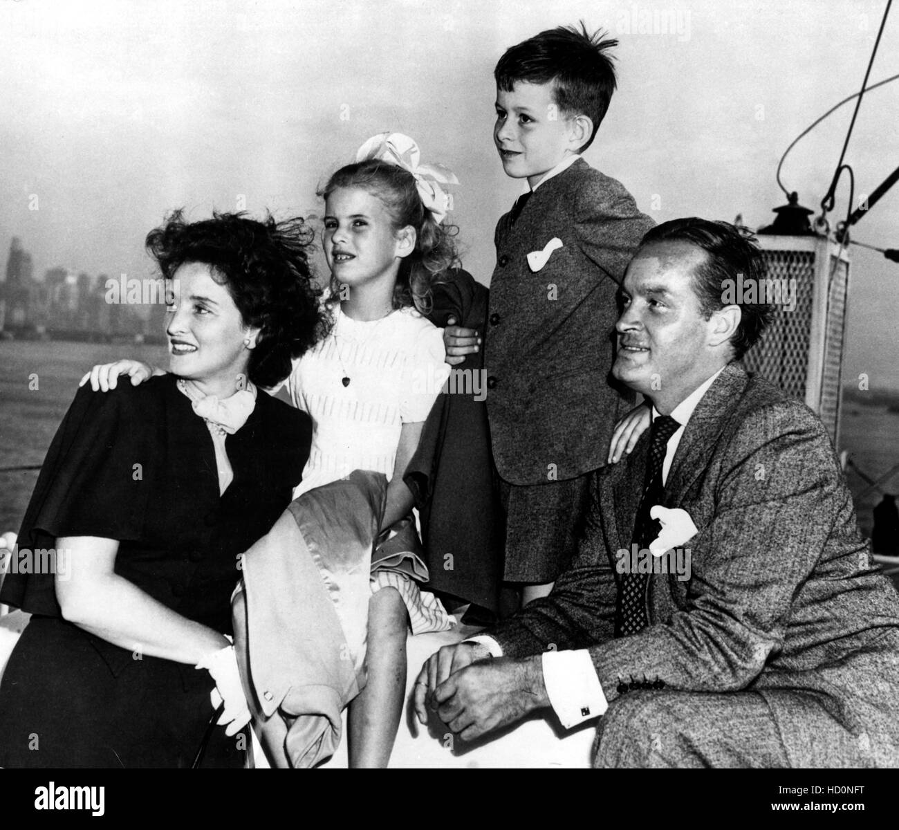 Bob Hope, with wife Dolores, daughter Linda and son Tony aboard the ...