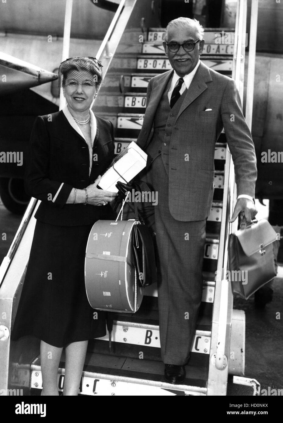 Boris Karloff (aka William Pratt) and wife traveling, 1955 Stock Photo ...