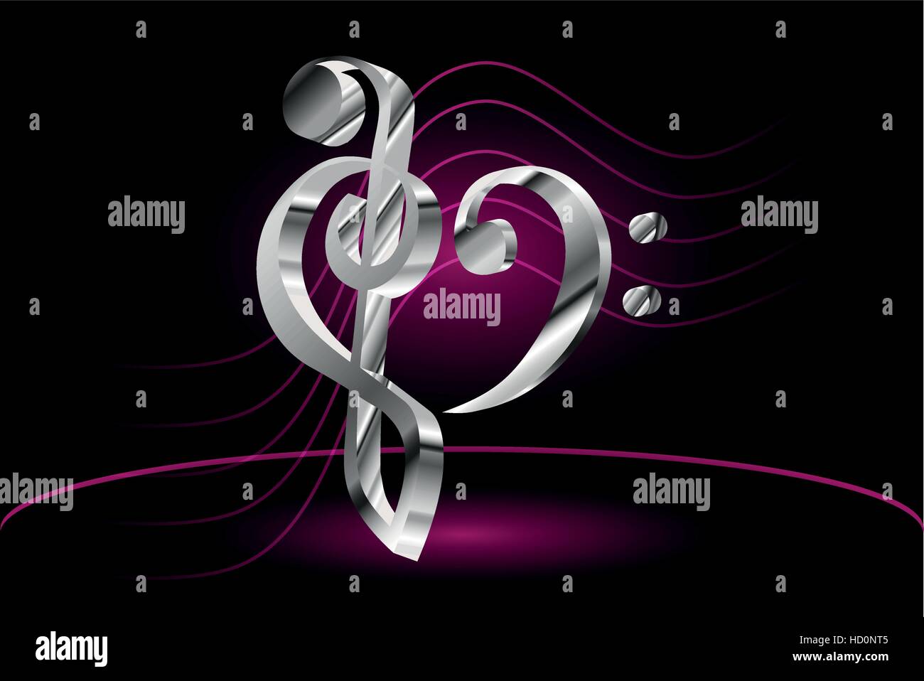 Heart - violin and bass clef, Music note stave and heart violin and ...