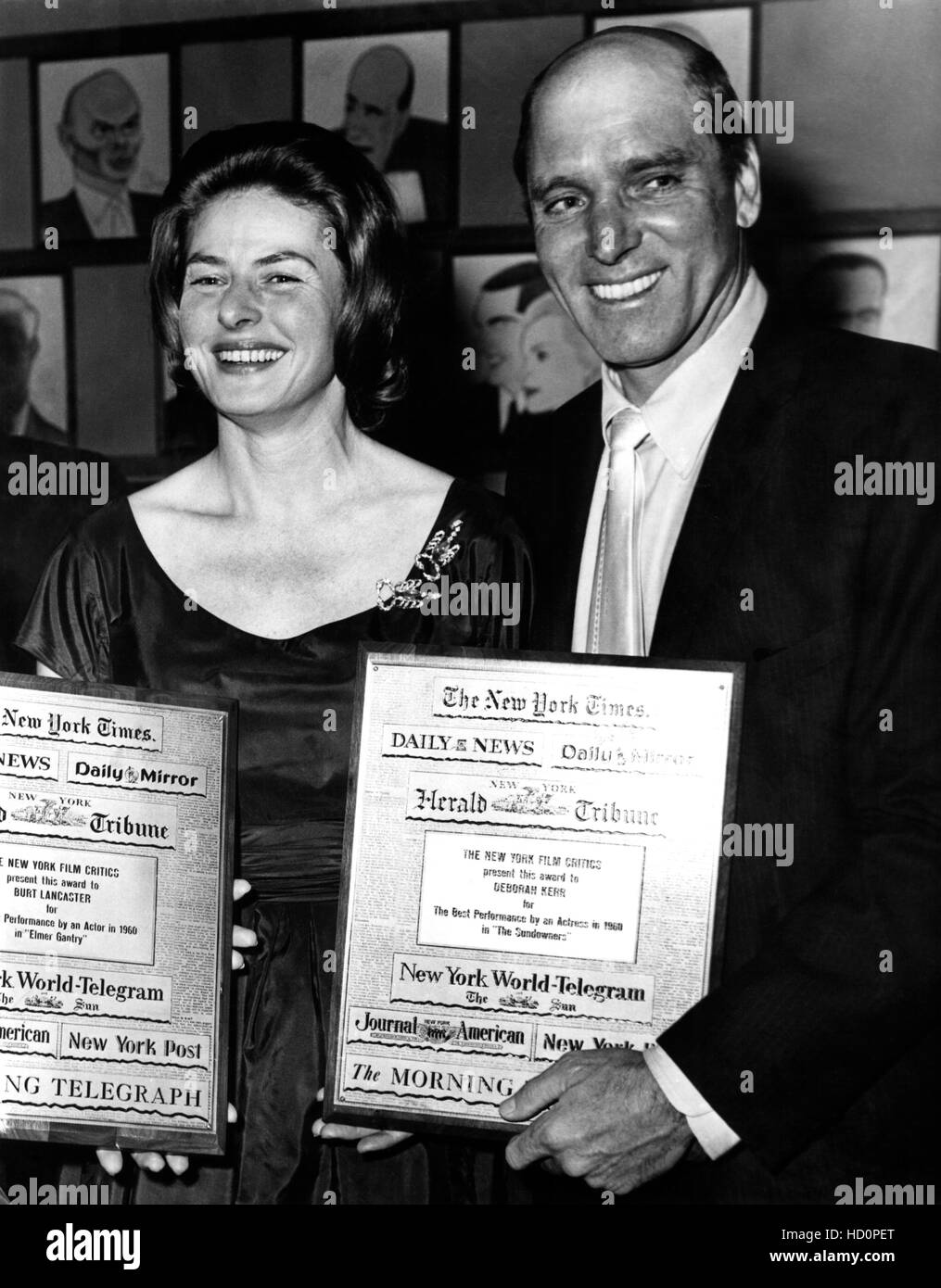 Ingrid Bergman accepts Deborah Kerr's New York Film Critics Award for ...