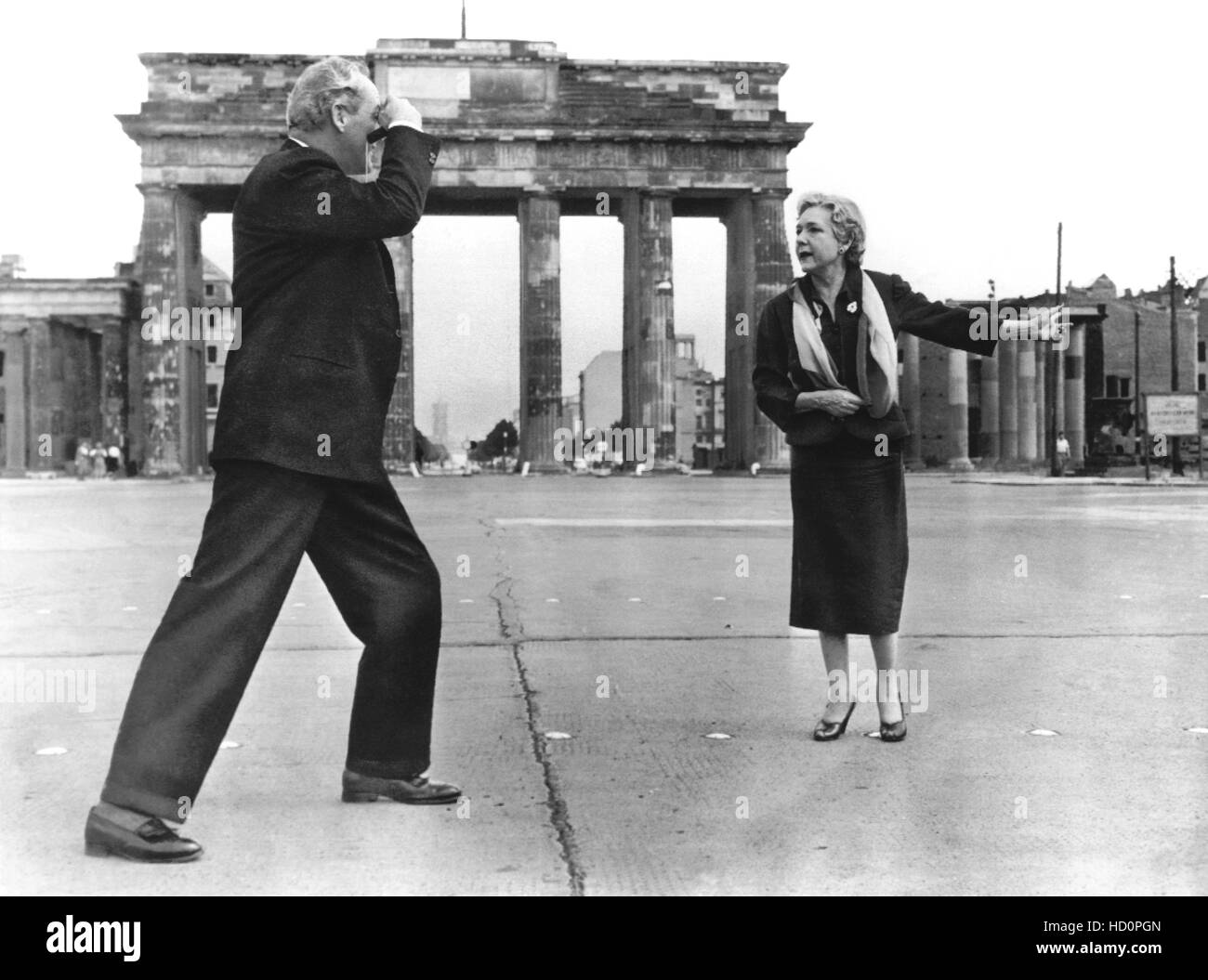Charles 'Buddy' Rogers, taking photo of Mary Pickford, Brandenburg Gate ...