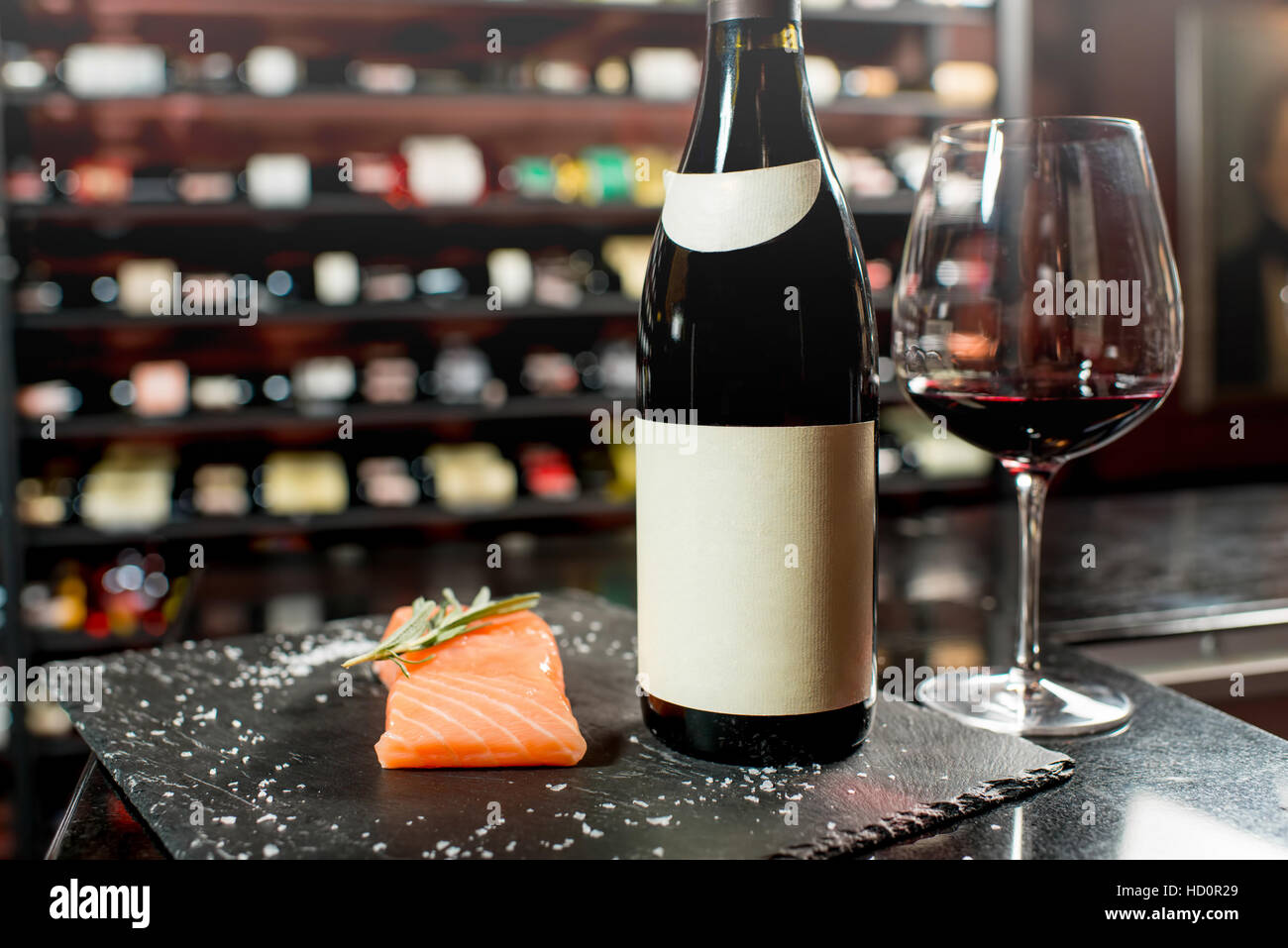 Salmon fish with wine Stock Photo - Alamy