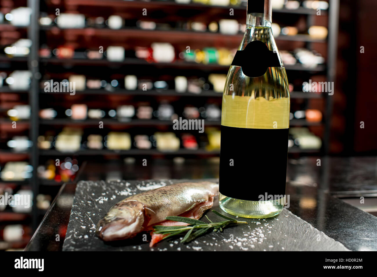 Trout fish with wine Stock Photo - Alamy
