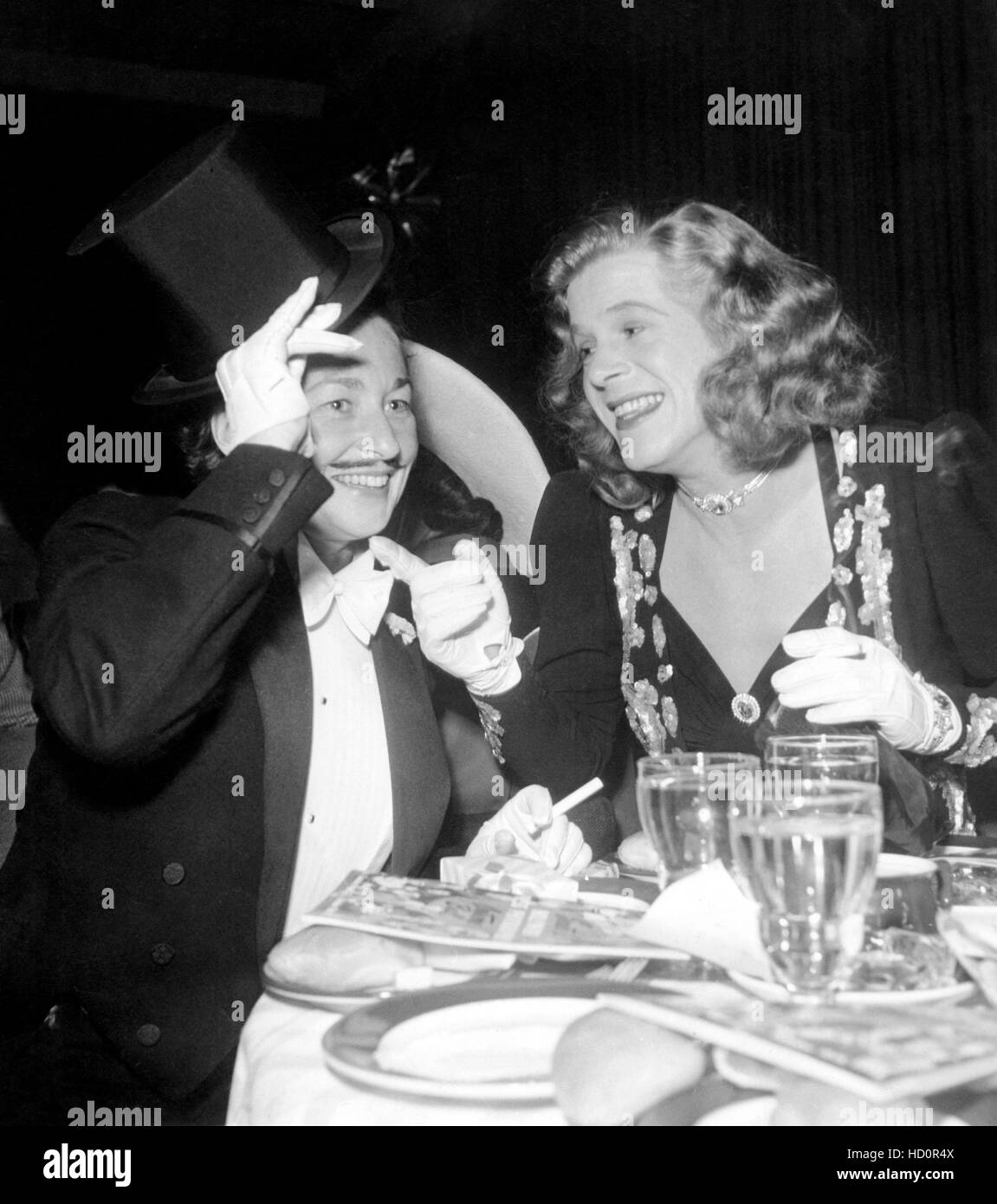 From left: Helen Duryea, Dan Duryea dressing in drag at night club, ca ...