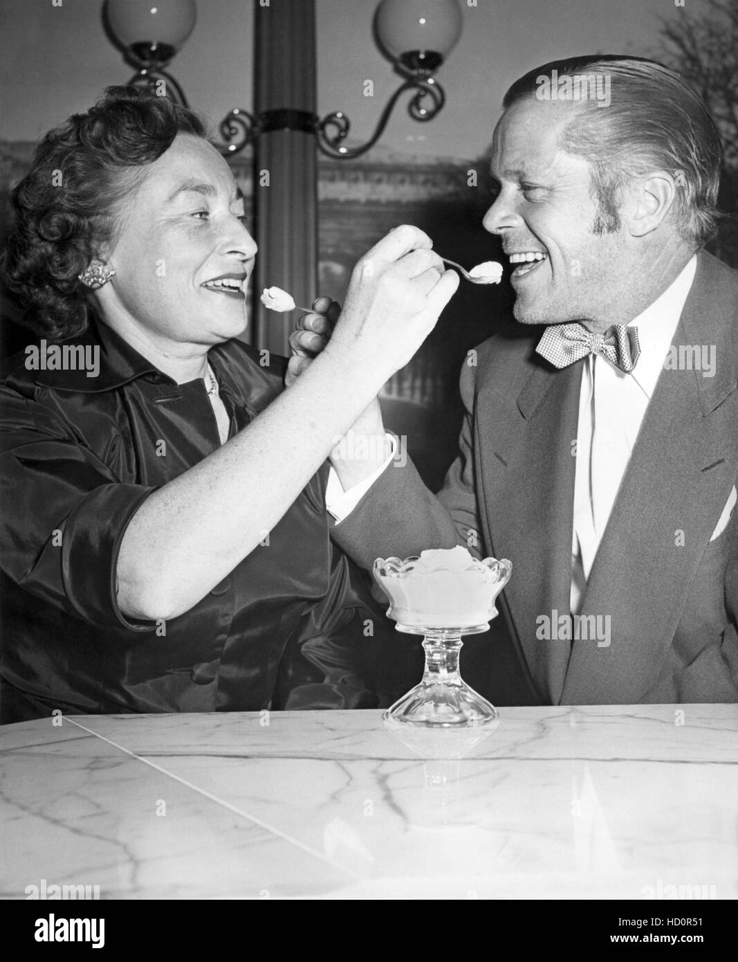From left: Helen Duryea sharing an ice cream sundae with her husband ...