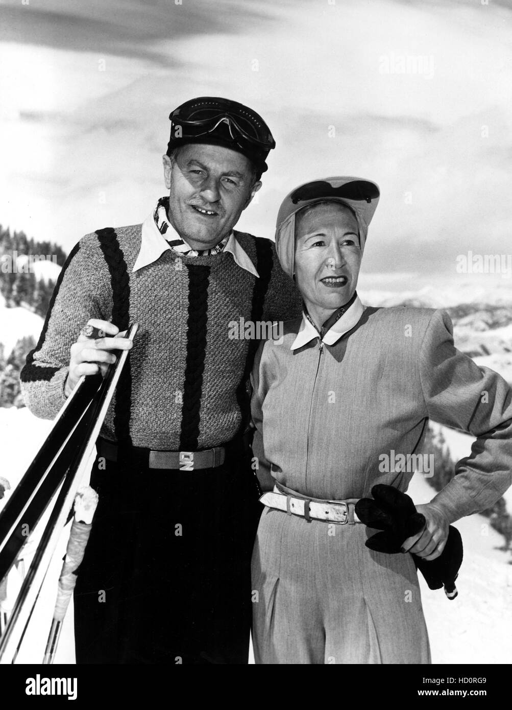 DARRYL F. ZANUCK and wife VIRGINIA FOX ZANUCK on a ski vacation, c ...