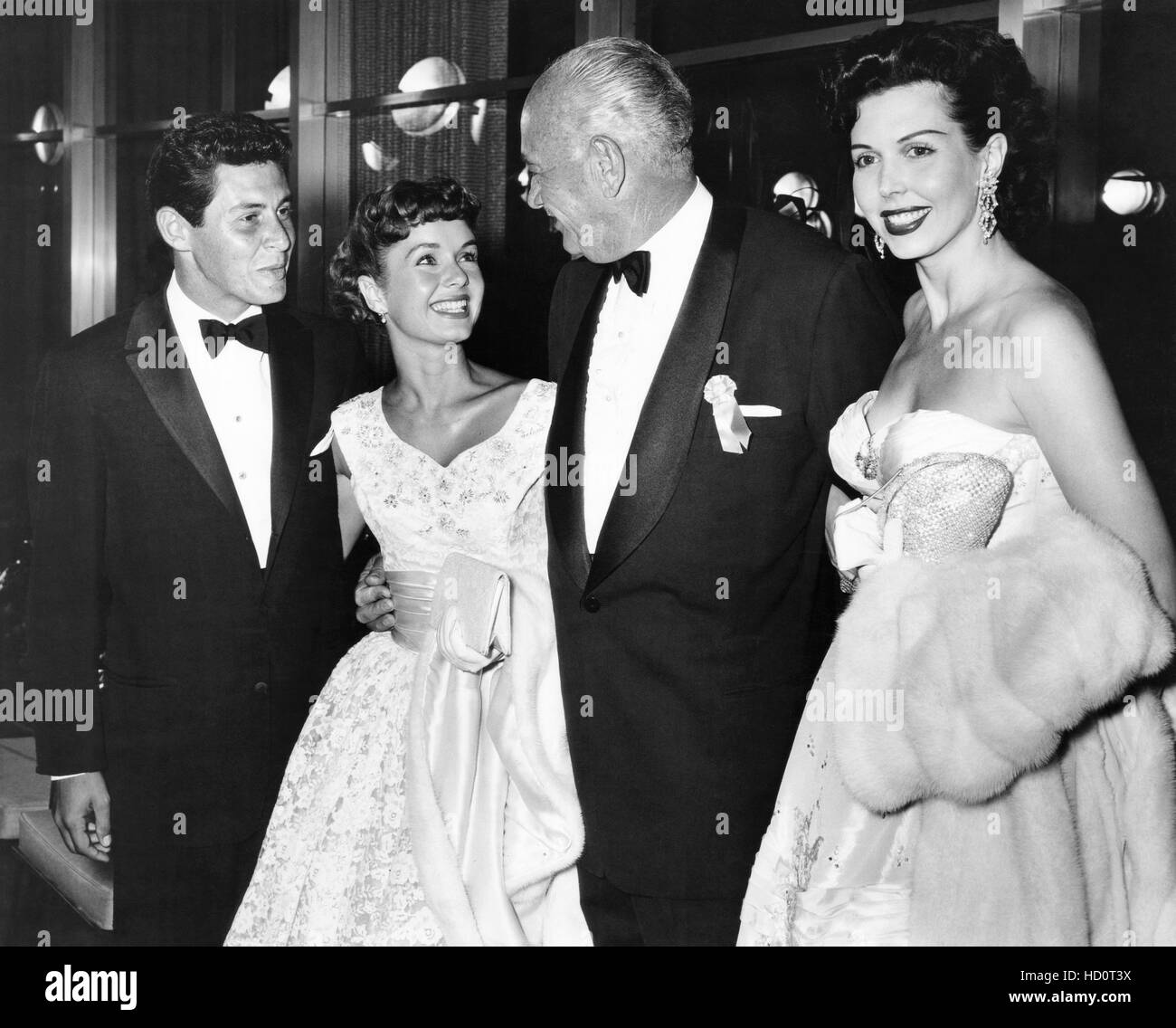 From left: Eddie Fisher, Debbie Reynolds, Conrad Hilton, Ann Miller, ca ...