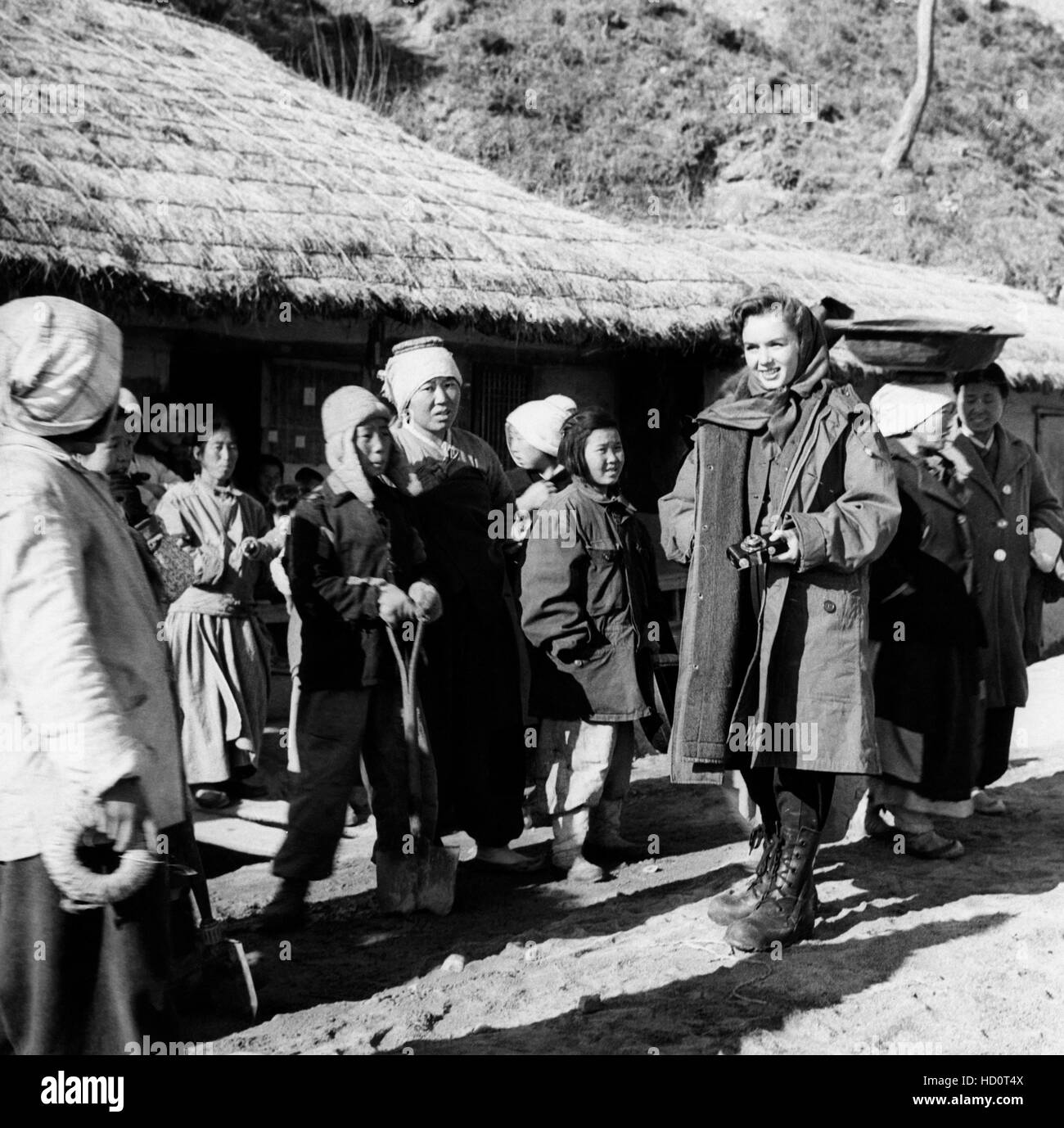 Debbie Reynolds, in Taepo, Korea, during a tour to entertain the troops ...
