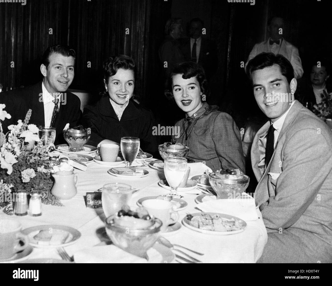 From left, Gene Nelson, Debbie Reynolds, Barbara Rush, Jeffrey Hunter ...