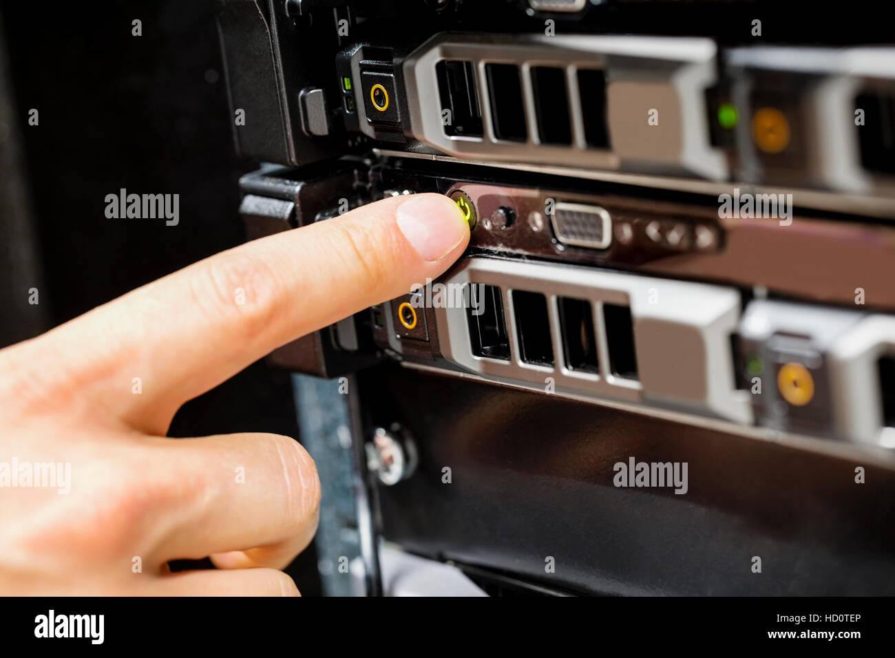 Finger on power button of computer hi-res stock photography and images ...
