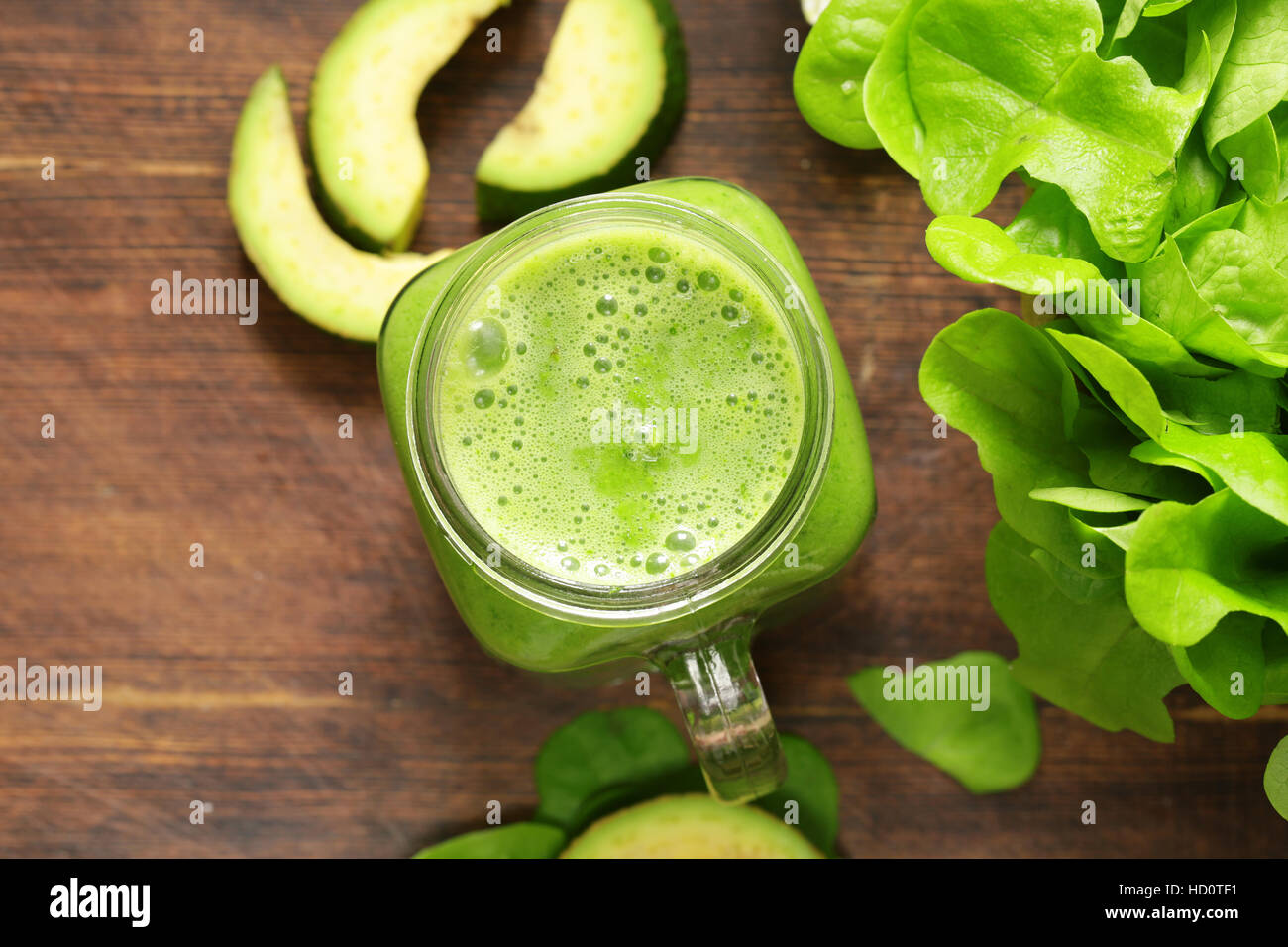 Fresh natural organic green smoothie with avocado Stock Photo - Alamy