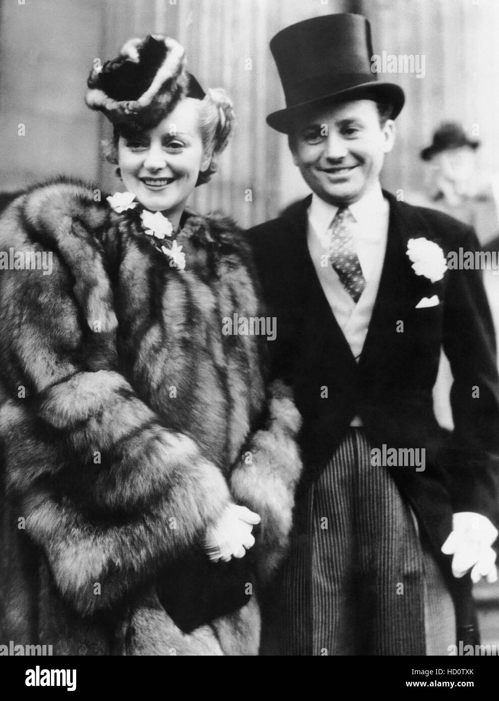 Evelyn Laye, left, and her second husband, actor Frank Lawton, after ...