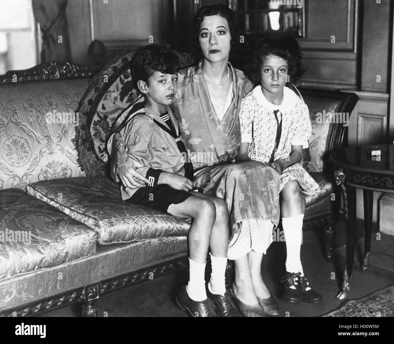 Fannie Brice (center) with her children William Arnstein (left) and ...