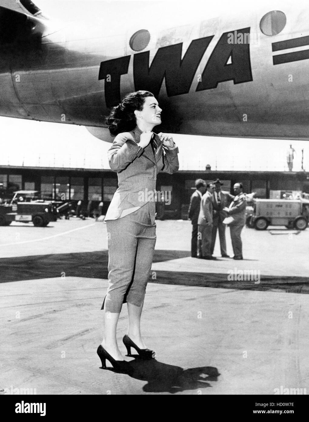 Faith Domergue, at LaGuardia Airport, Queens, New York City, June 1950 ...